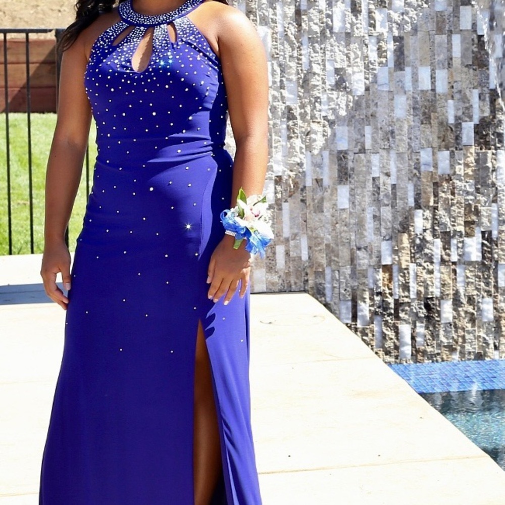 Sparkly Royal Blue Prom Dress With Side Slit! - Gem